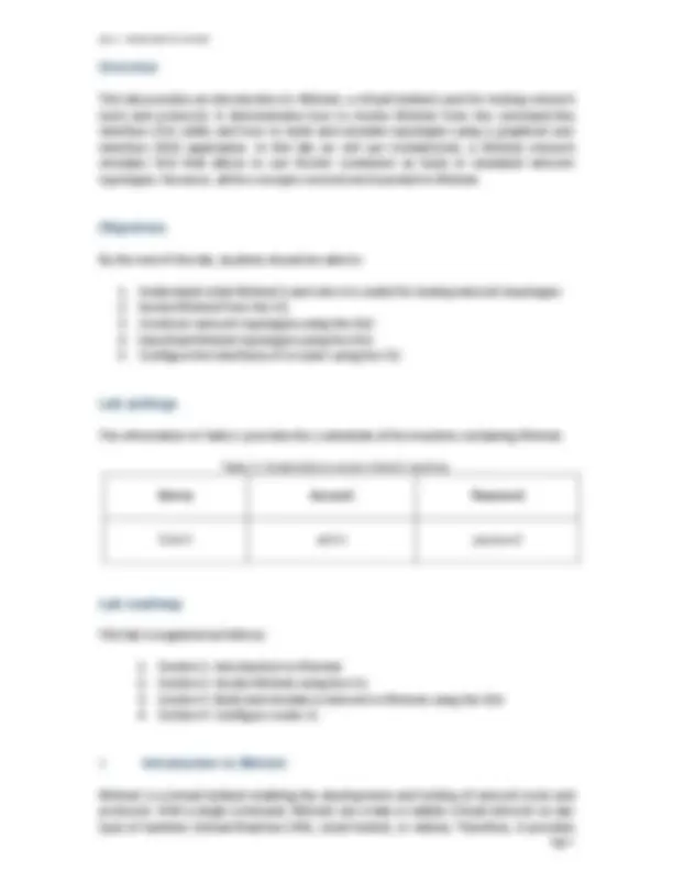 Introduction to Mininet | Lecture notes Network Design | Docsity