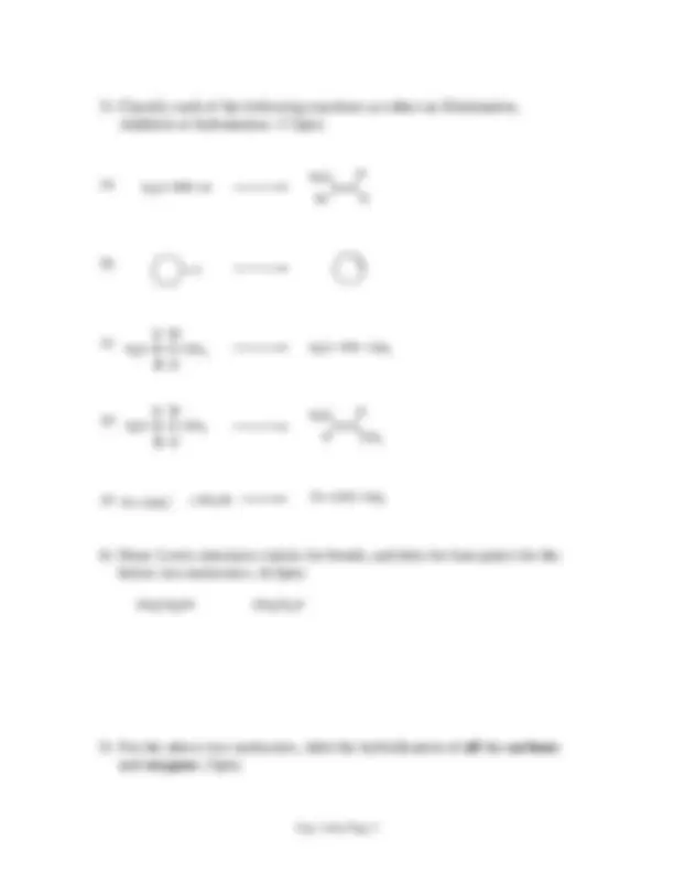 Final Exam for Organic I | Exams Organic Chemistry | Docsity