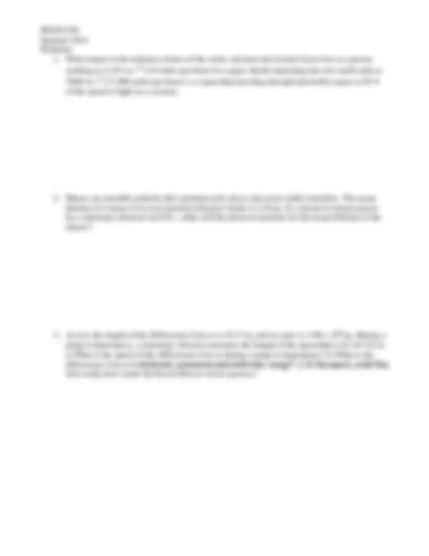 Special Relativity Worksheet | Study notes Relativity Theory | Docsity