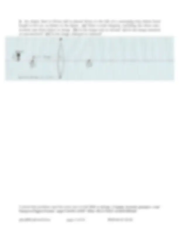 Physics 9: Optics Worksheet #12 | Study notes Optics | Docsity