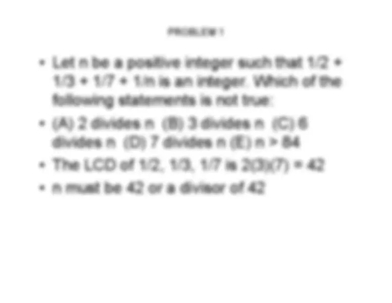 NUMBER THEORY WORKSHEET SOLUTIONS | Slides Number Theory | Docsity