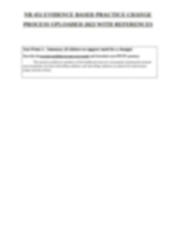 Week 6 Assignment: EBP Change Process form ACE Star Model of Knowledge ...