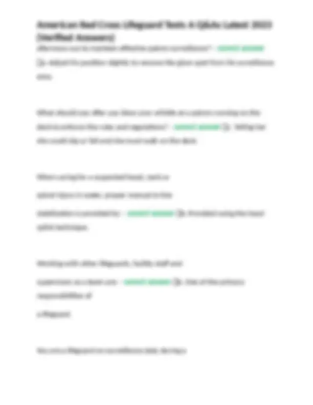 American Red Cross Lifeguard Test Questions and Answers | Exams Nursing ...