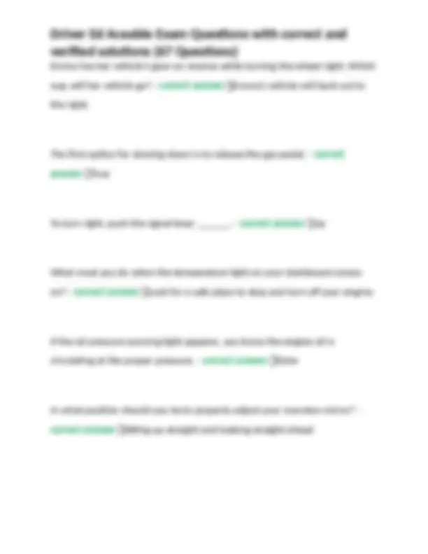 Driver Ed Aceable Exam Questions with correct and verified solutions ...