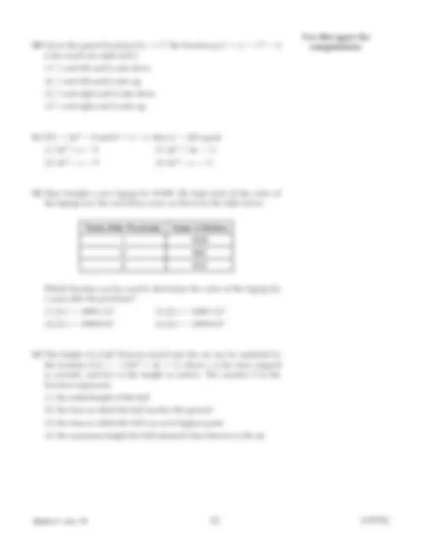 REGENTS HIGHSCHOOL EXAMANATION Algebra I | Exams Mathematics | Docsity