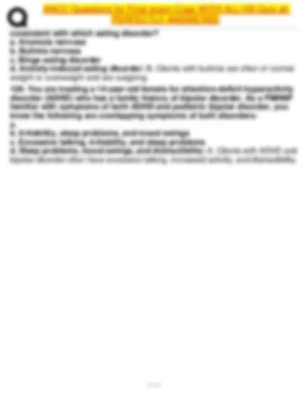 PSYCH 621 NP Review ANCC Questions for Final exam-Copy WITH ALL 100 ...