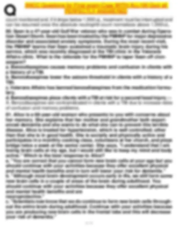 PSYCH 621 NP Review ANCC Questions for Final exam-Copy WITH ALL 100 ...