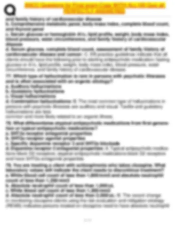 PSYCH 621 NP Review ANCC Questions for Final exam-Copy WITH ALL 100 ...