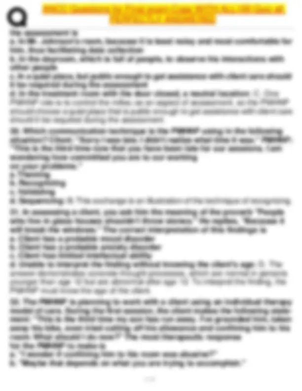 PSYCH 621 NP Review ANCC Questions for Final exam-Copy WITH ALL 100 ...