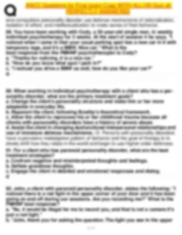 PSYCH 621 NP Review ANCC Questions for Final exam-Copy WITH ALL 100 ...