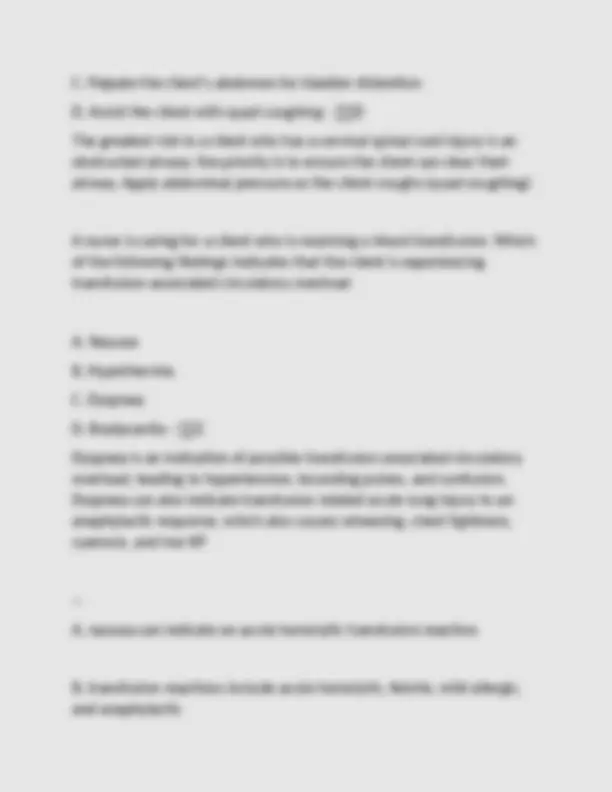 Capstone Med Surg Assessment 1: Multiple Choice Questions and Answers | Exams Nursing | Docsity