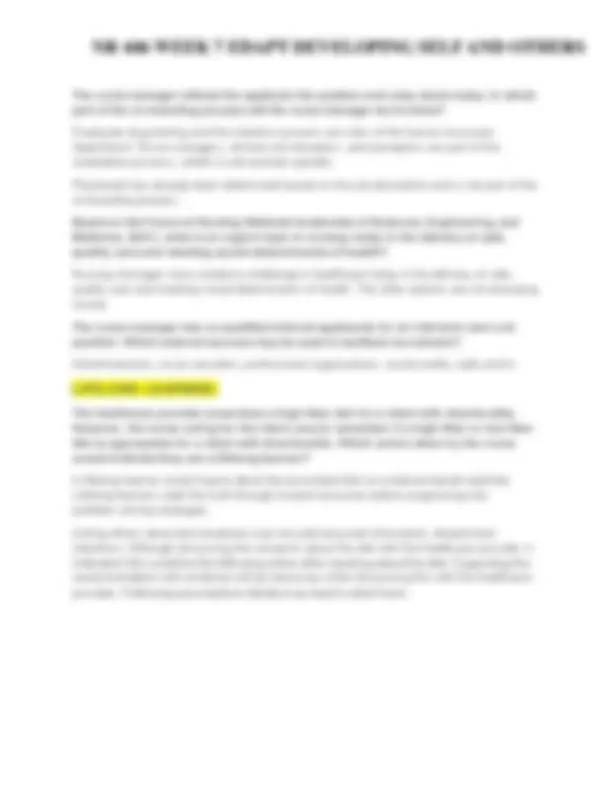 NR 446 WEEK 7 EDAPT DEVELOPING SELF AND OTHERS | Exams Nursing | Docsity