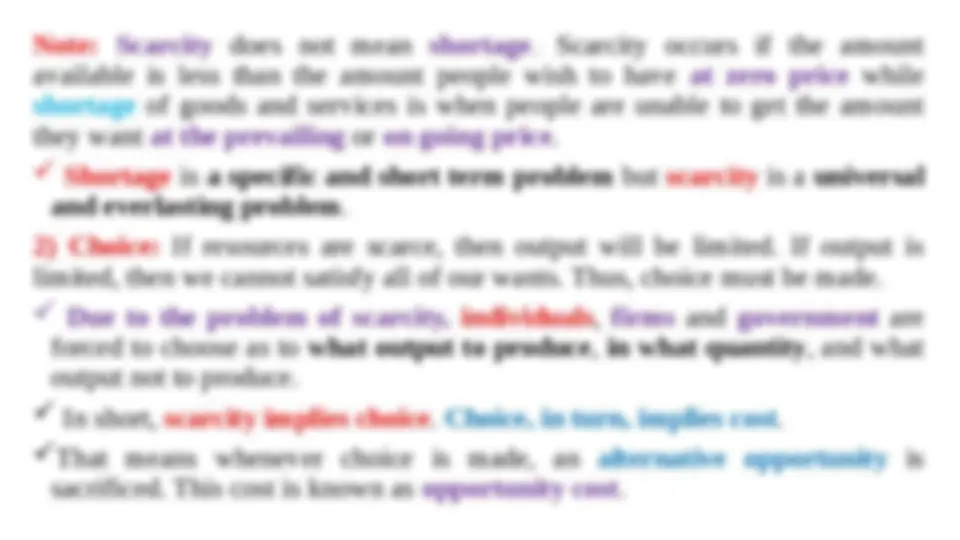 Basic economics chapter one | Lecture notes Economics | Docsity