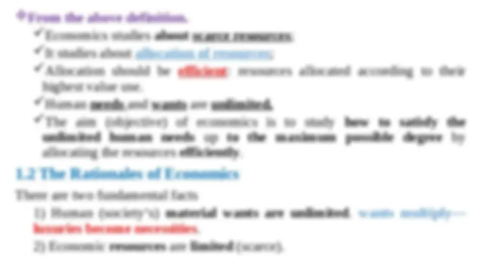 Basic economics chapter one | Lecture notes Economics | Docsity
