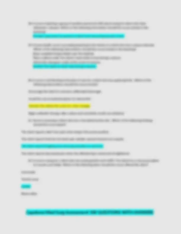 Capstone Med Surg Assessment 100 QUESTIONS WITH ANSWERS | Exams Medicine | Docsity