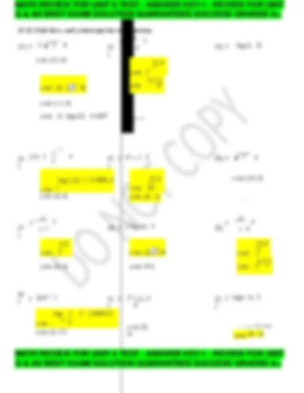 Math Review for Unit 6 Test - Answer Key | Exams Nursing | Docsity