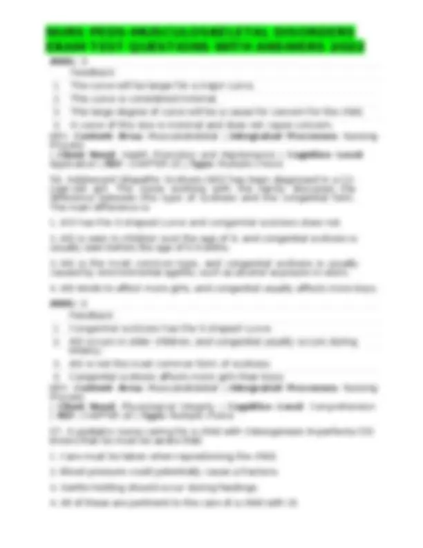 Pediatric Musculoskeletal Disorders Exam Test Questions with Answers ...