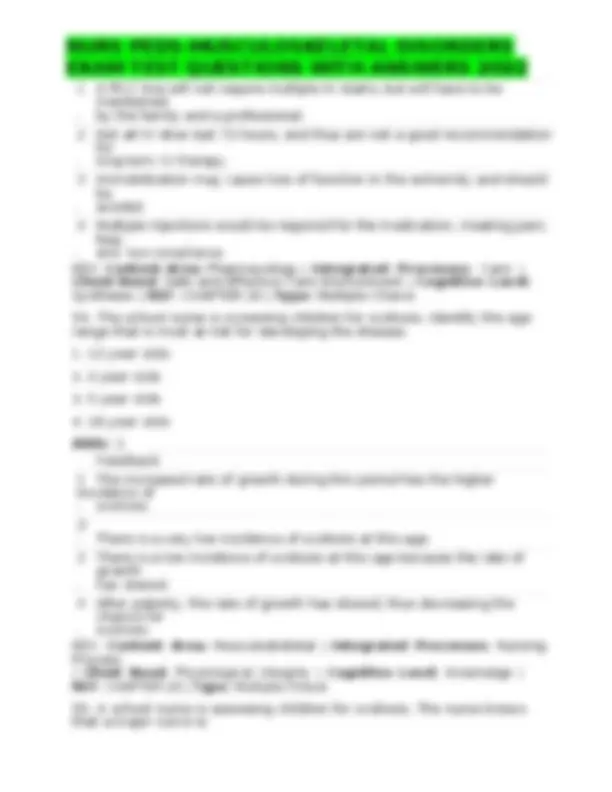 Pediatric Musculoskeletal Disorders Exam Test Questions with Answers ...