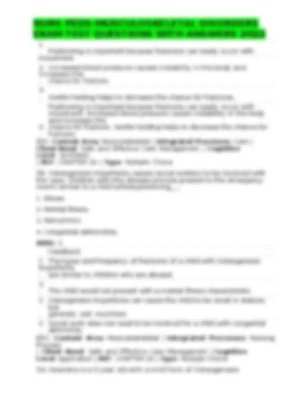 Pediatric Musculoskeletal Disorders Exam Test Questions with Answers ...