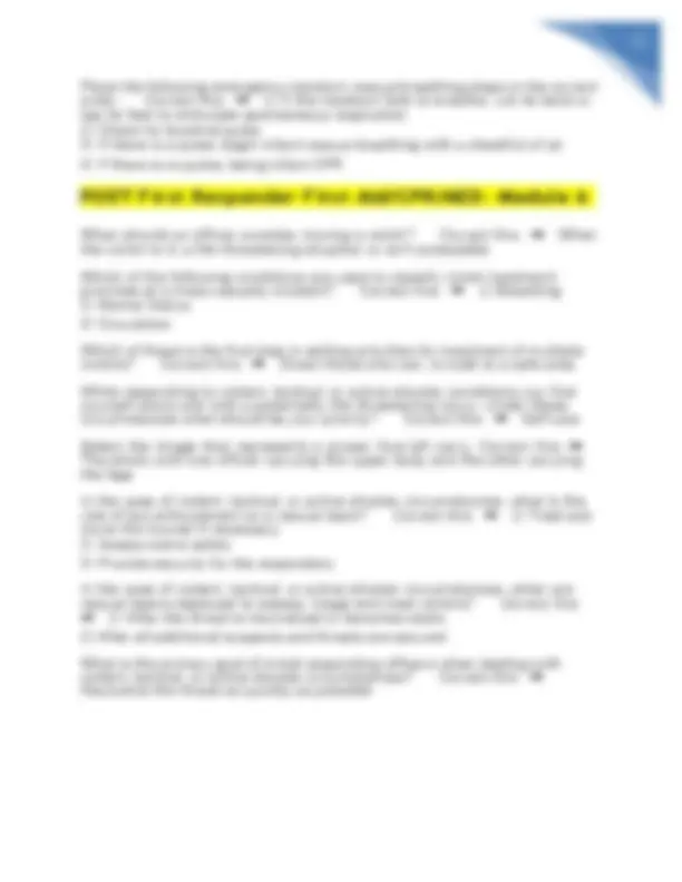 First Responder First Aid/CPR/AED Modules 1-6 Exam Review | Exams ...