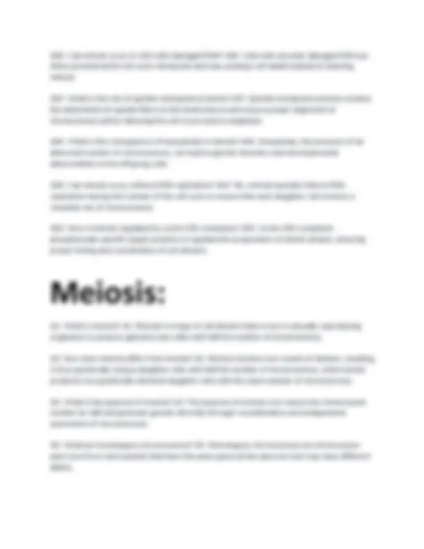 90 Question and Answers about Mitosis and Meiosis | Exercises Biology | Docsity