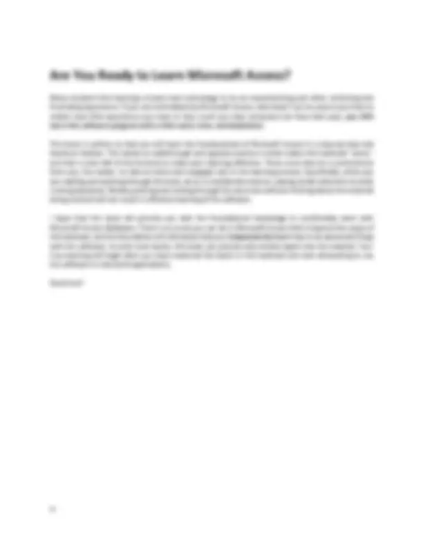 A Complete Guide to MICROSOFT ACCESS | Slides Computer Science | Docsity