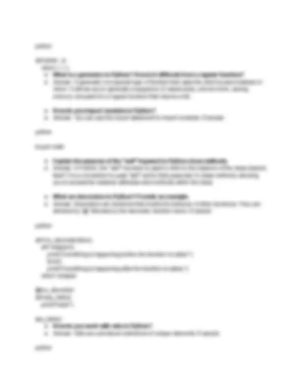 Python programming Questions and answers | Exercises Computer Networks | Docsity