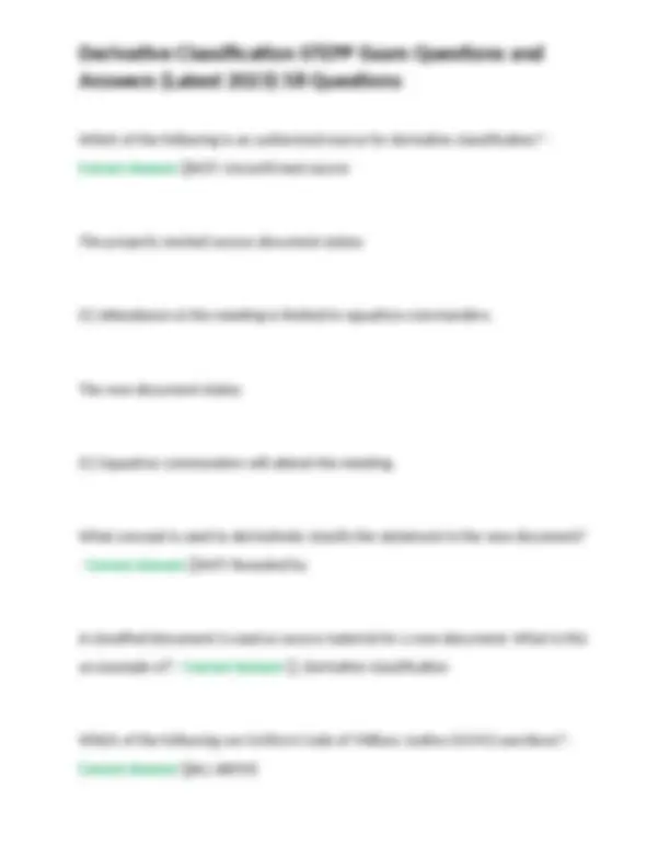 Derivative Classification STEPP Exam Questions and Answers (Latest 2023 ...