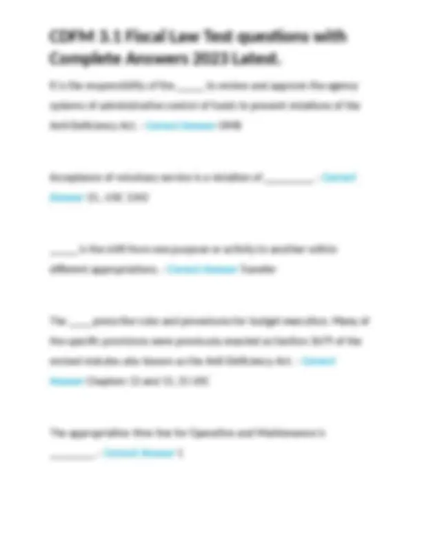 CDFM 3.1 Fiscal Law Test questions with Complete Answers 2023 Latest ...