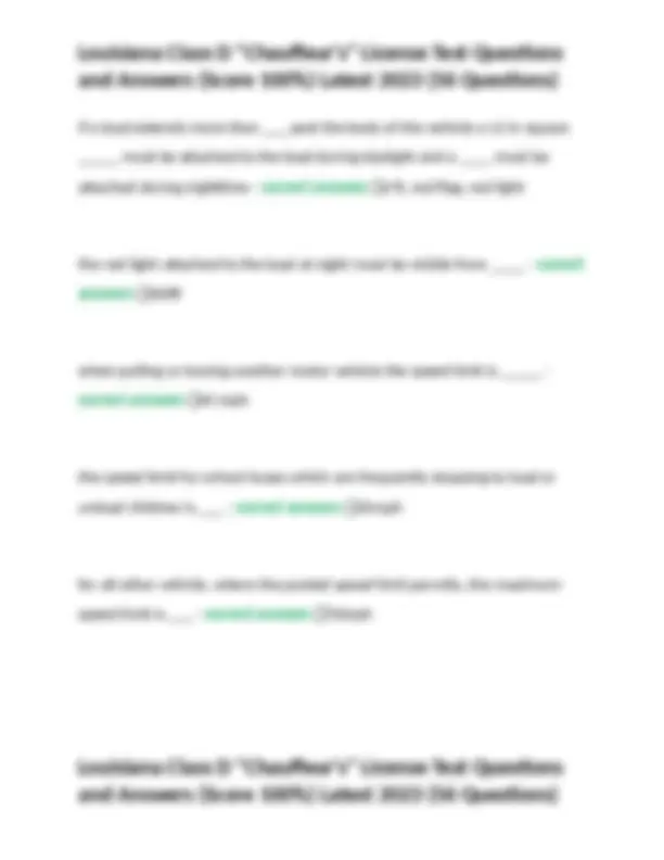 Louisiana Class D "Chauffeur's" License Test Questions and Answers ...