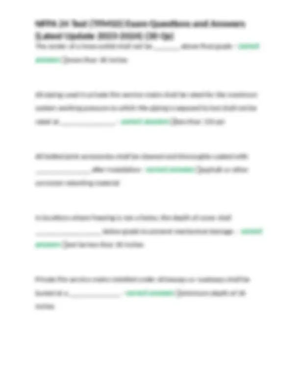 NFPA 24 Test (TFM10) Exam Questions and Answers (Latest Update 2023 ...