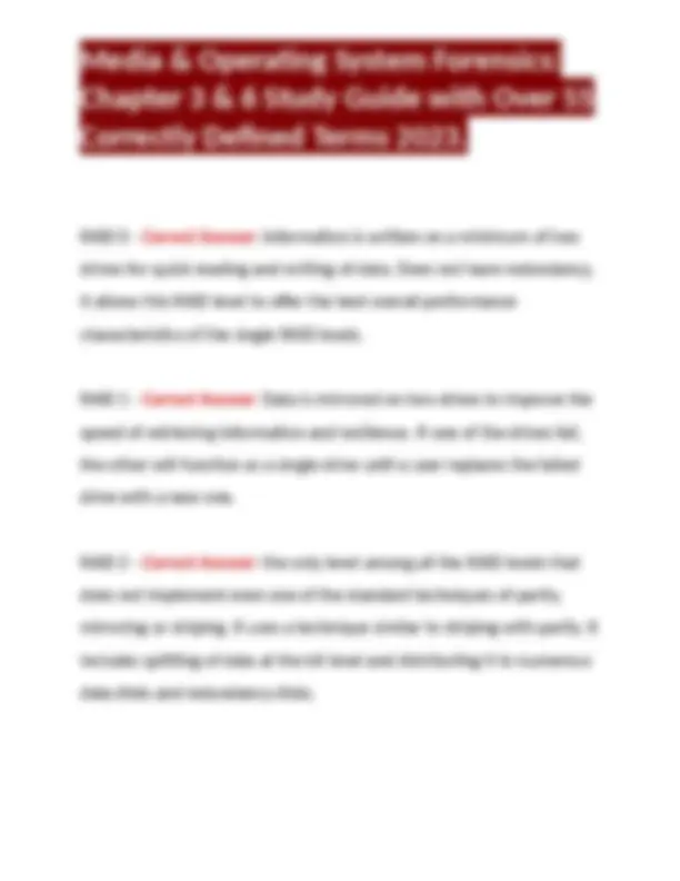 Media & Operating System Forensics: Chapter 3 & 6 Study Guide with Over 55 Correctly Defin ...