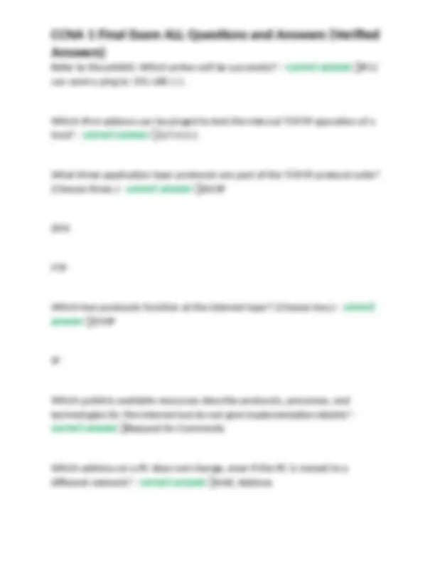 CCNA 1 Final Exam ALL Questions and Answers (Verified Answers).docx ...