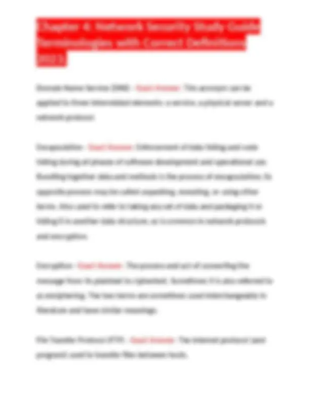 Chapter 4: Network Security Study Guide Terminologies with Correct Definitions 2023. | Exams ...