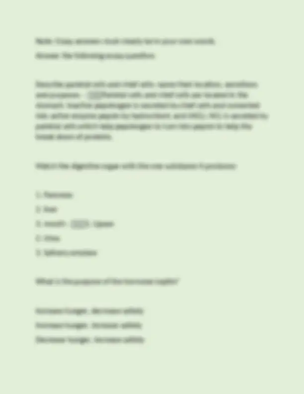 A&P 1 101 Module 3 Digestive system exam Questions and Answers- Portage ...