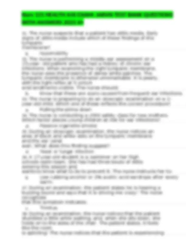 Skin Assessment Exam Questions with Answers | Exams Nursing | Docsity