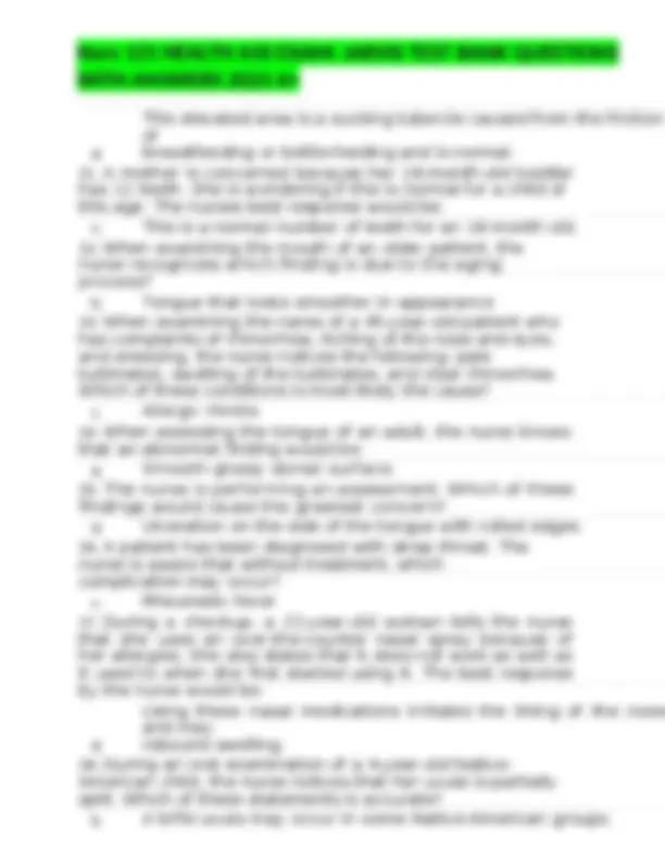 Skin Assessment Exam Questions with Answers | Exams Nursing | Docsity