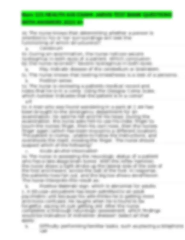 Skin Assessment Exam Questions with Answers | Exams Nursing | Docsity