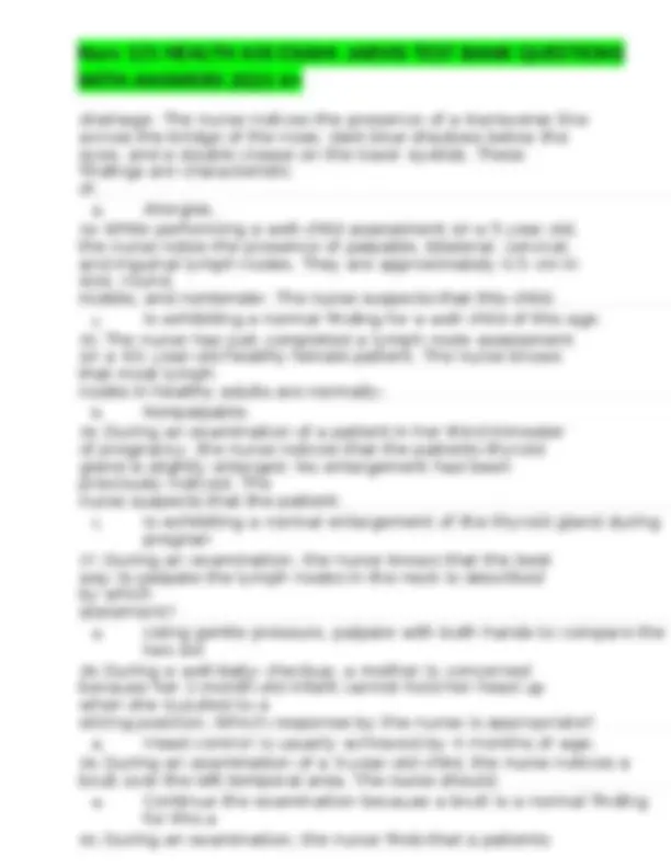 Skin Assessment Exam Questions with Answers | Exams Nursing | Docsity