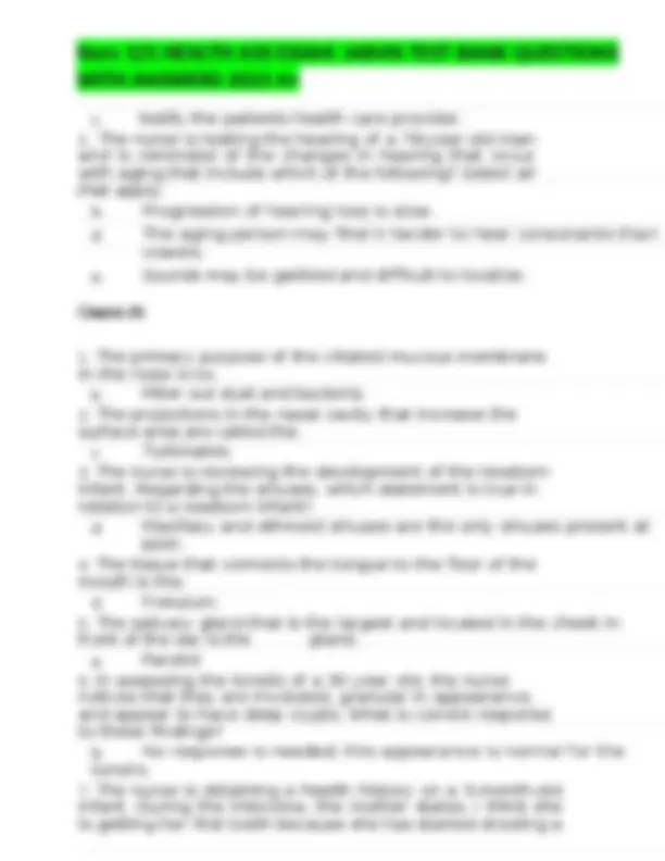 Skin Assessment Exam Questions with Answers | Exams Nursing | Docsity