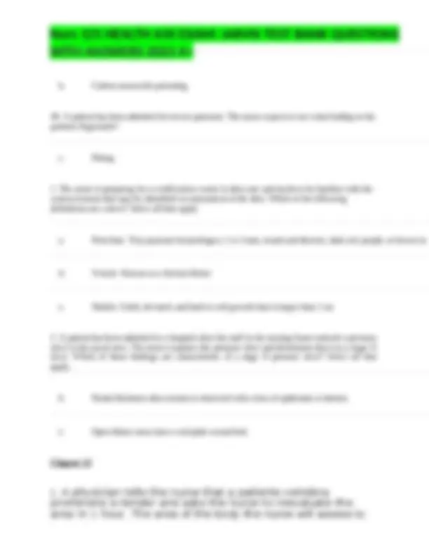 Skin Assessment Exam Questions with Answers | Exams Nursing | Docsity