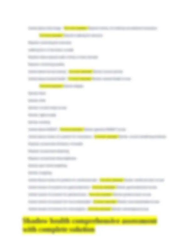 Shadow Health Comprehensive Assessment | Exams Nursing | Docsity