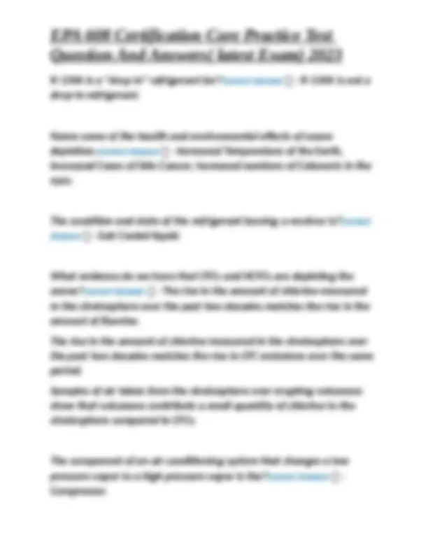 EPA 608 Certification Core Practice Test Question And Answers( latest ...