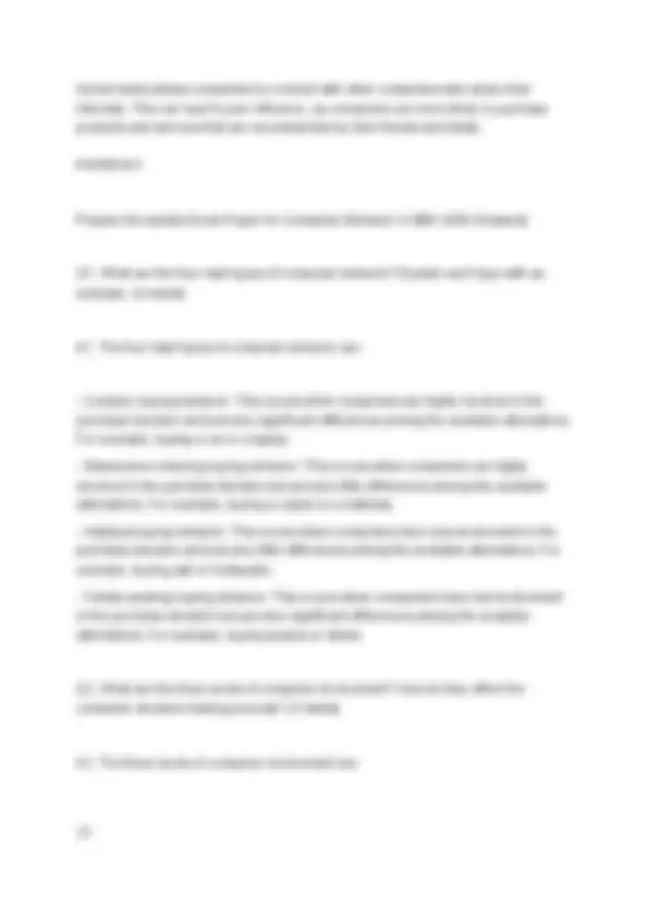 20. Exam Paper for Consumer Behavior in BBA (With Answers) | Exams ...