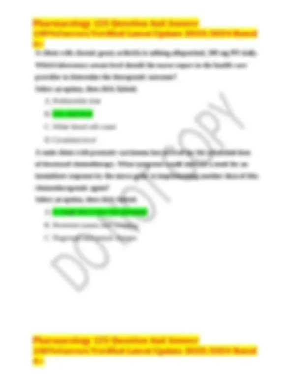 Pharmacology 125 Question And Answer 100%Correct/Verified Latest Update ...