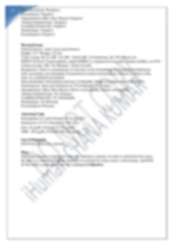 Chana Kumar “Fatigue” 86-Year-Old Female Ihuman Case study 2023 | Exams Nursing | Docsity