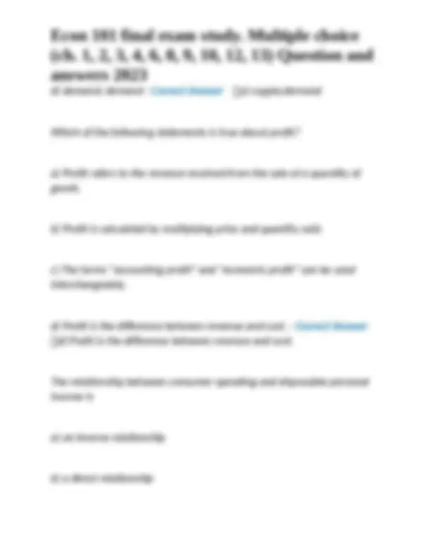 Econ 101 final exam study. Multiple choice (ch. 1, 2, 3, 4, 6, 8, 9, 10 ...