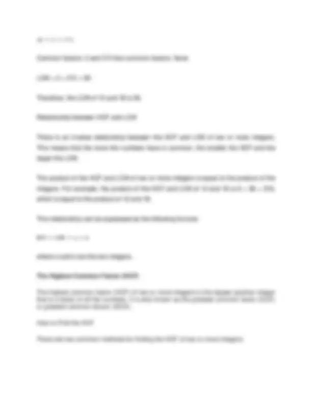 LCM and HCF of two numbers | Exercises Mathematics | Docsity