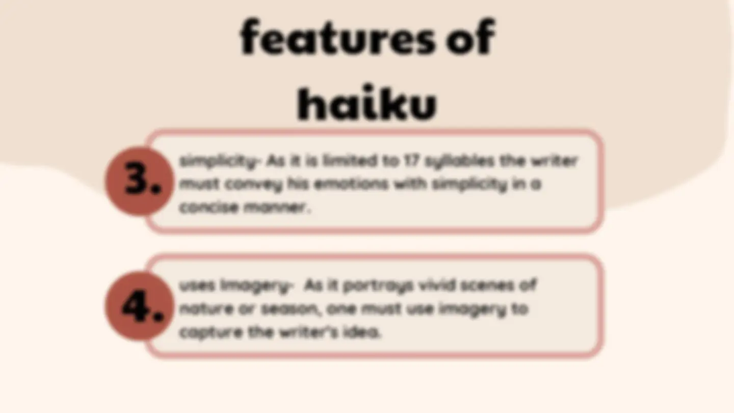 Haiku introduction and it's meaning | Essays (high school) English | Docsity