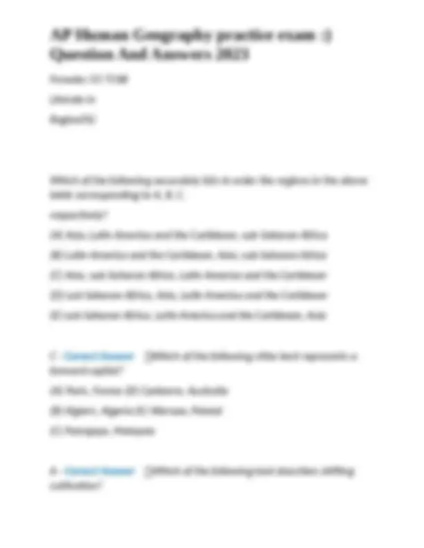 AP Human Geography practice exam :) Question And Answers 2023 | Exams ...